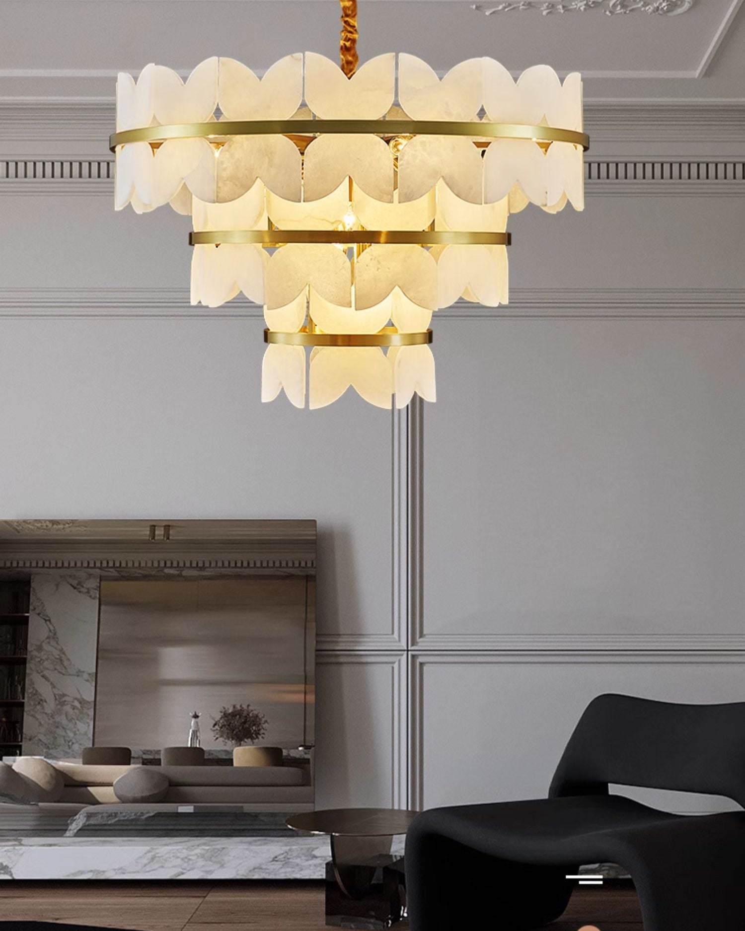WOW Butterfly Tiered Alabaster Chandelier-wow2851