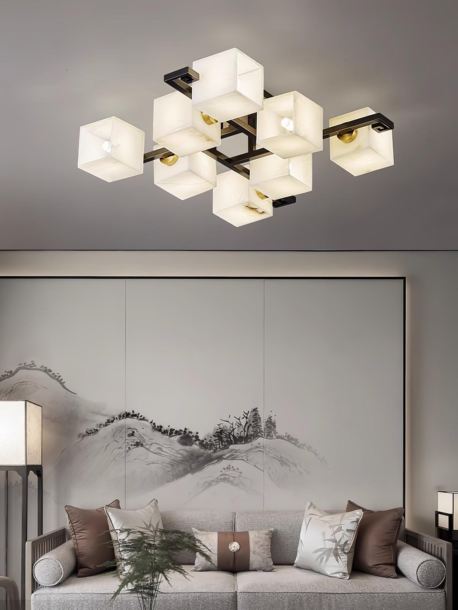 WOW Cubist Alabaster Cluster Ceiling Lamp